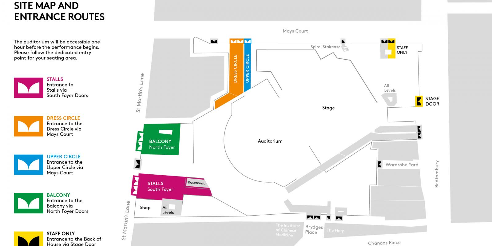 London Coliseum Site Map | Entrance Routes and London Coliseum Site Map